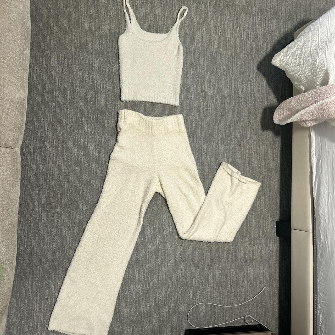 SKIMS S/M cream cozzy collection tank and flare... - Depop