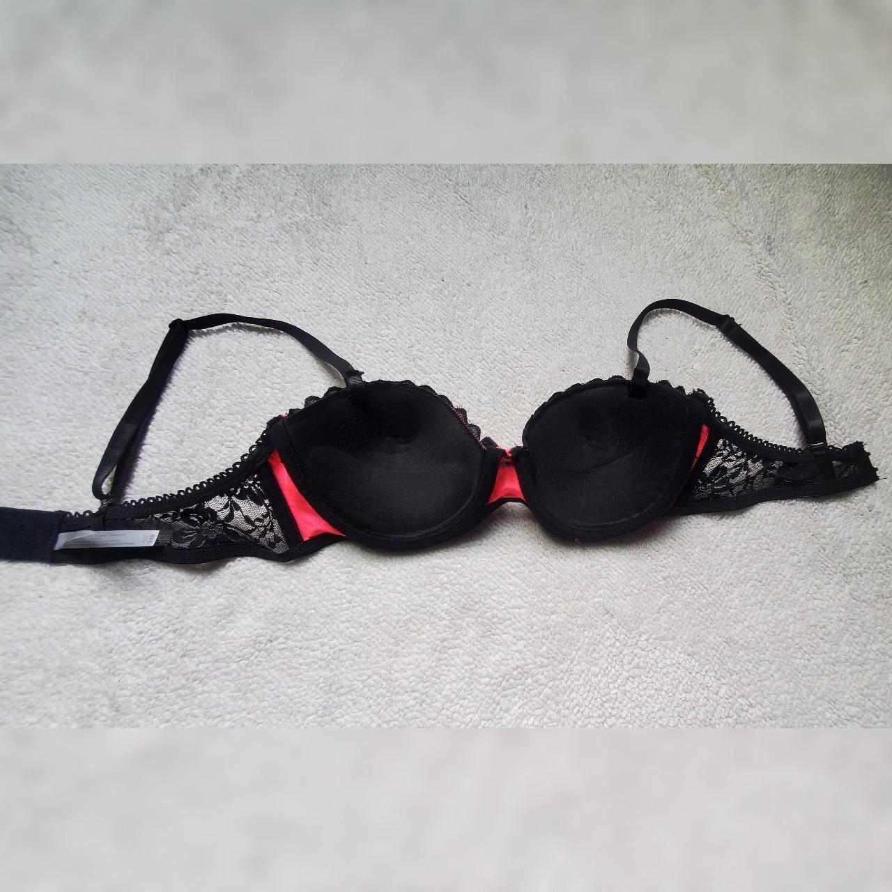 Black and Pink Bra Sexy, feminine Lace pattern Not... - Depop