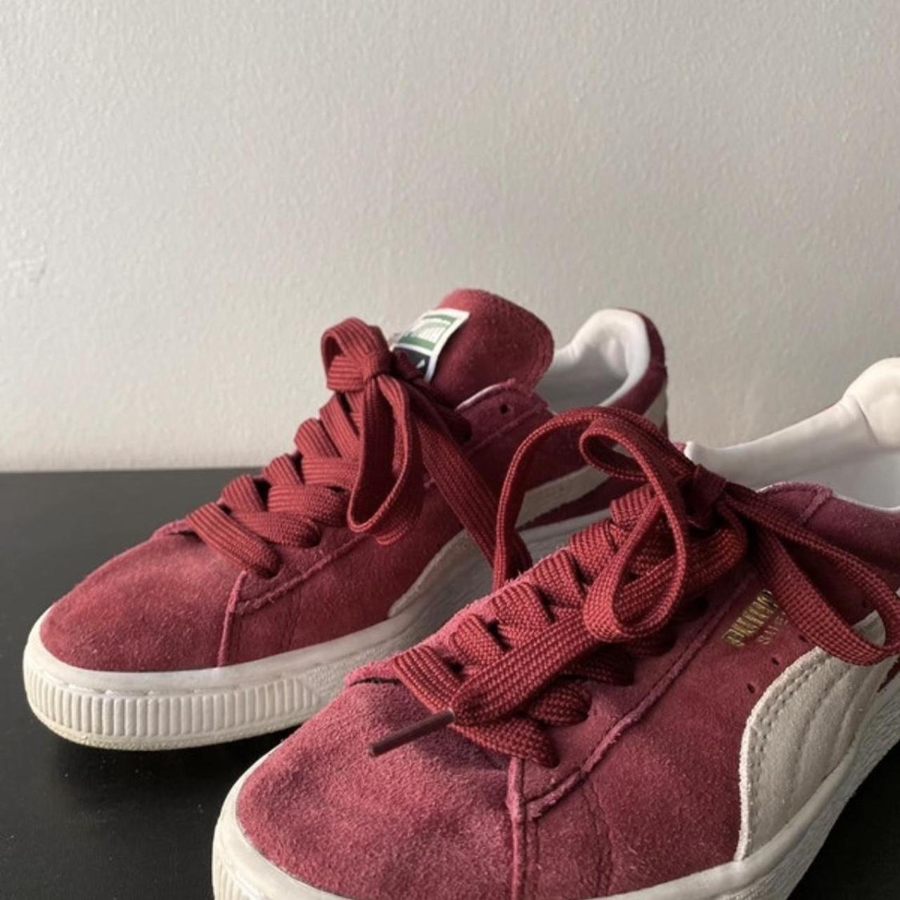Puma Suede Classic Burgundy Trainers Size 3 Worn a... - Depop