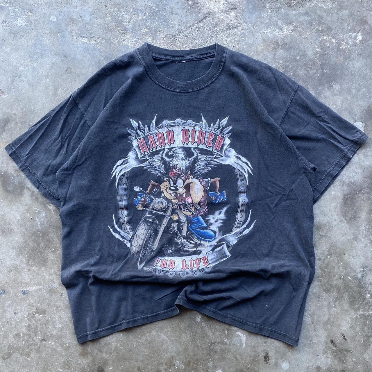 Vintage faded Taz biker t shirt Ripped tag fits... - Depop