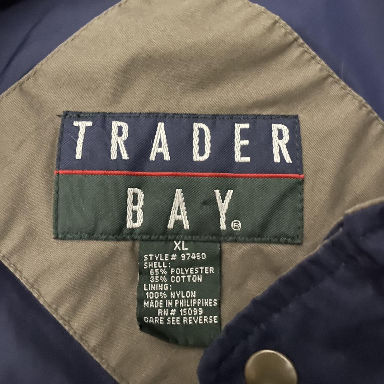Vintage Trader Bay Bomber Jacket, Blue and tan, Xtra... | Depop