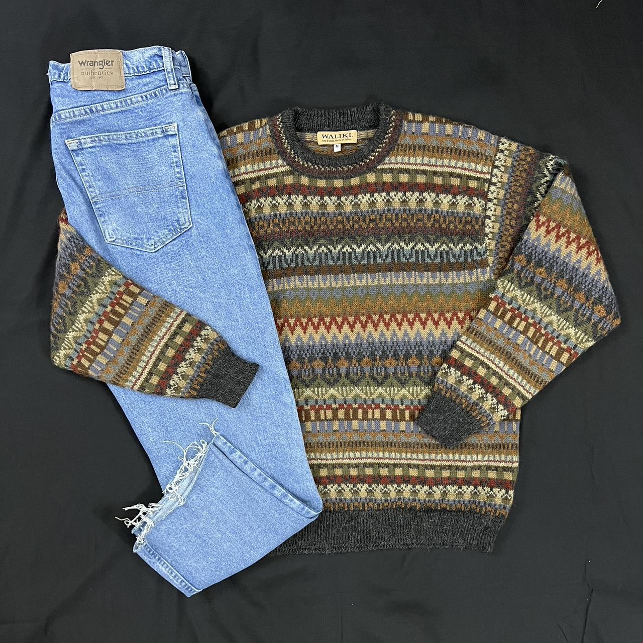 Vintage knitted sweater. Medium in size. Open to... - Depop