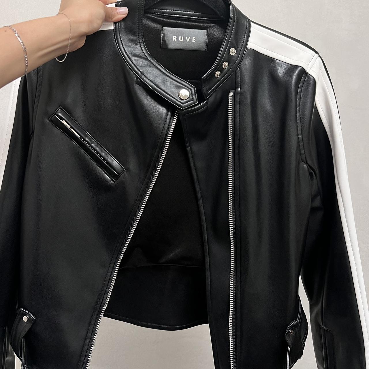 Ruve - YOA Moto Jacket - Black/White Retail: $160... - Depop