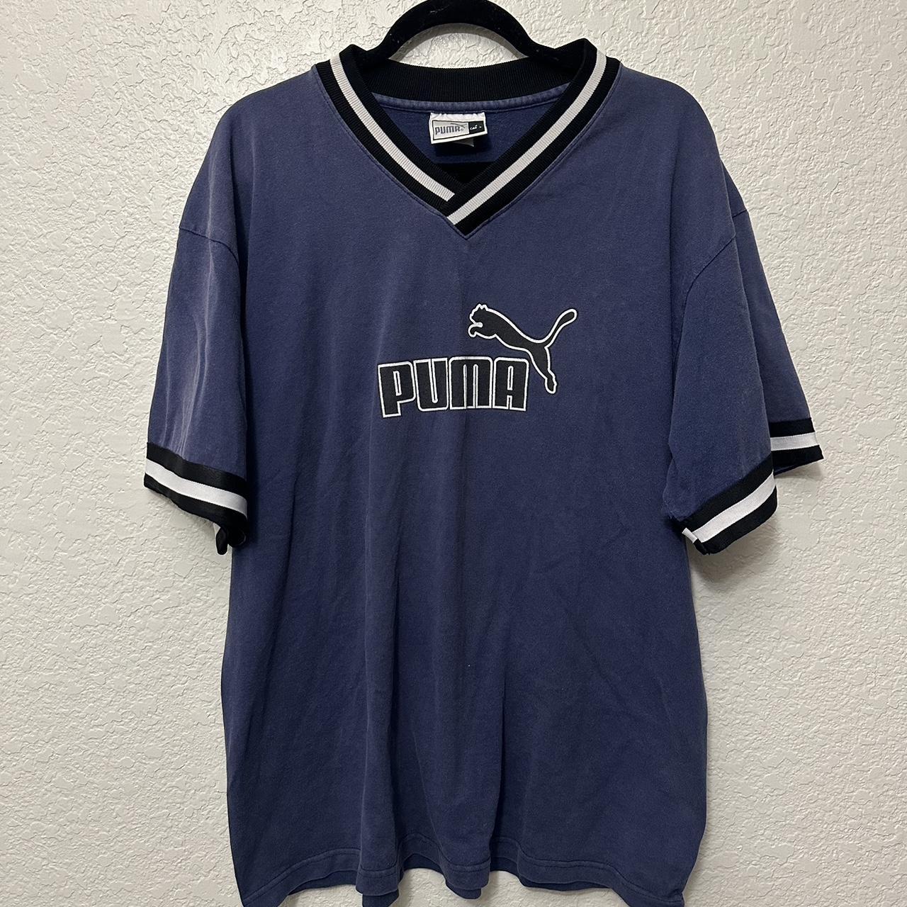 Puma Men's Blue and Navy T-shirt | Depop