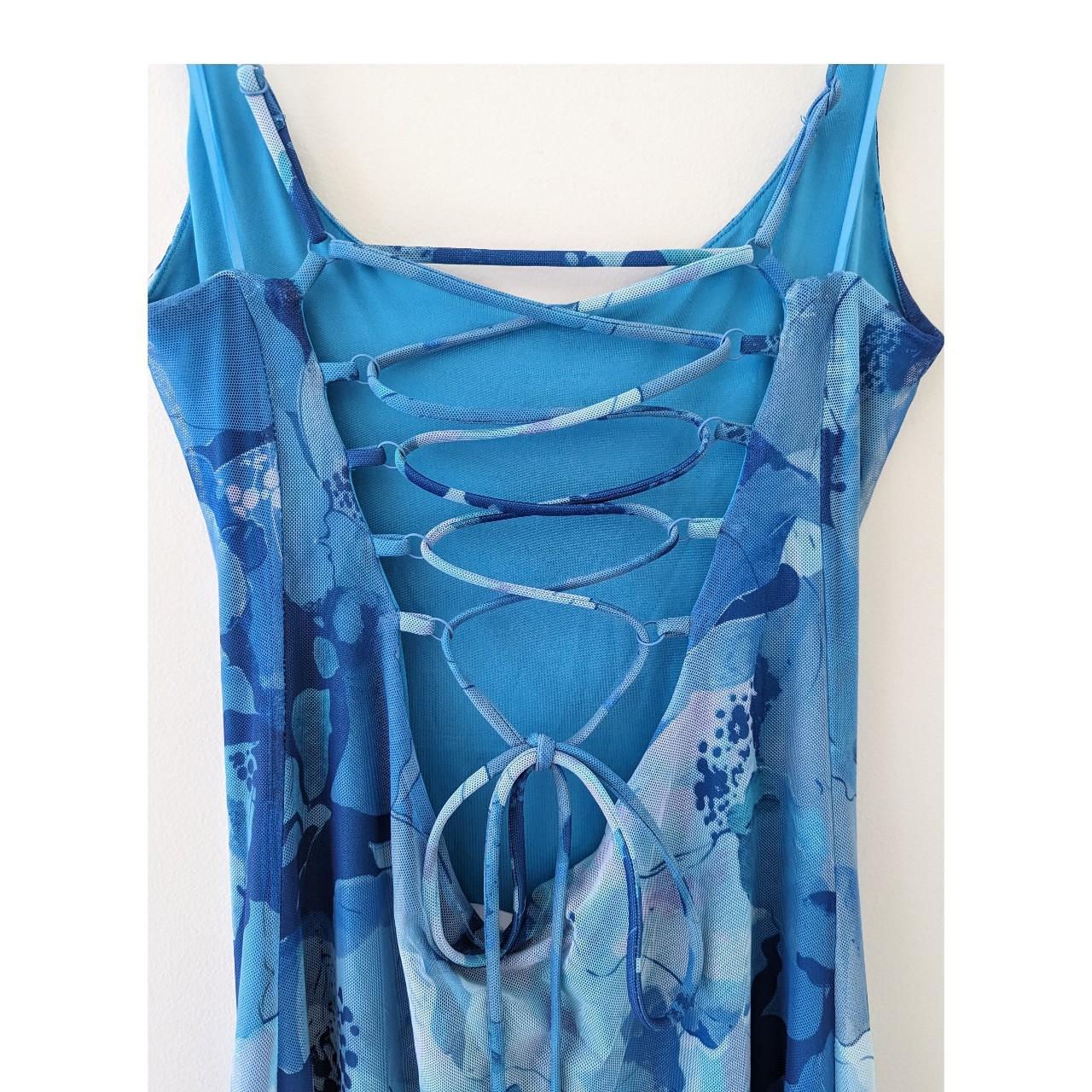 Mesh full length dress with corset laced... - Depop