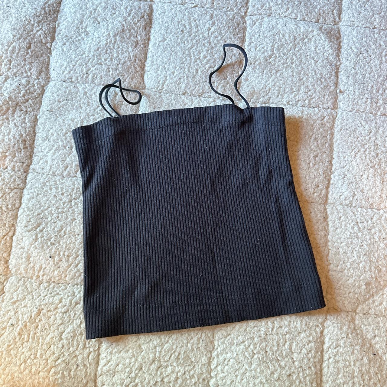 Square neck tube top with straps • ribbed and cropped - Depop