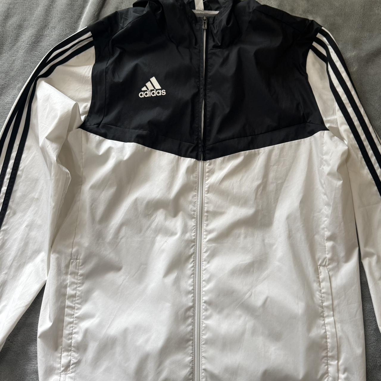 White and black Adidas windbreaker jacket | Depop
