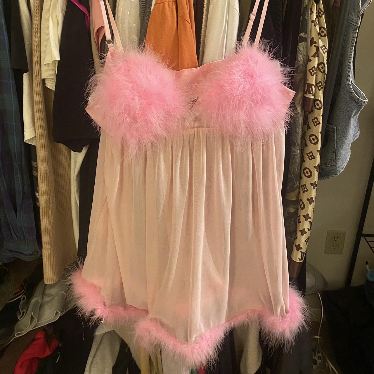 Fembot Costume Slip Dress Pink fluffy slip chiffon... - Depop