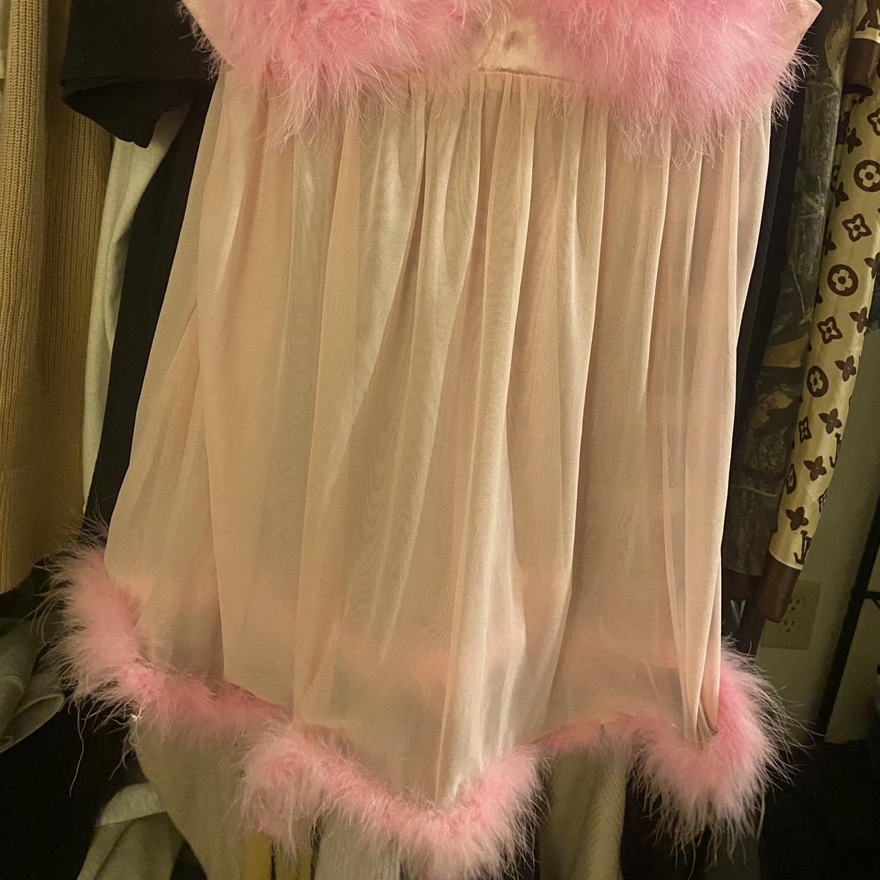 Fembot Costume Slip Dress Pink fluffy slip chiffon... - Depop