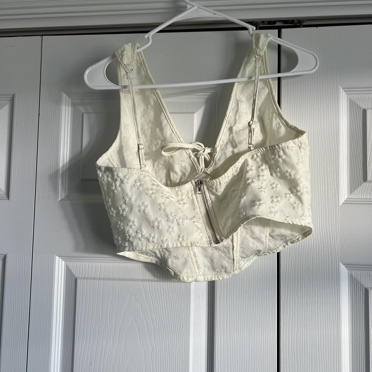 Cream floral corset - Depop