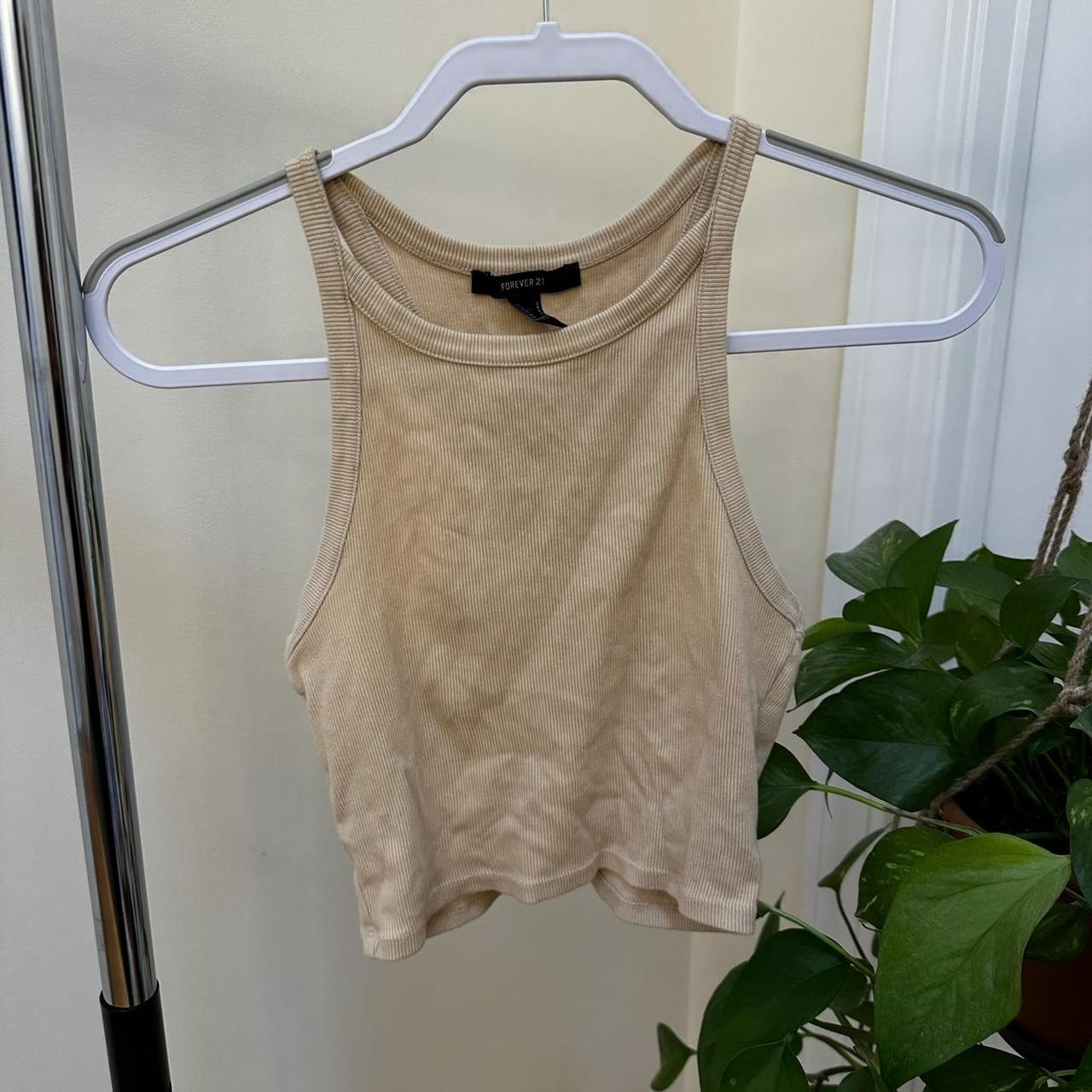 Forever 21 Women's Tan Crop-top | Depop