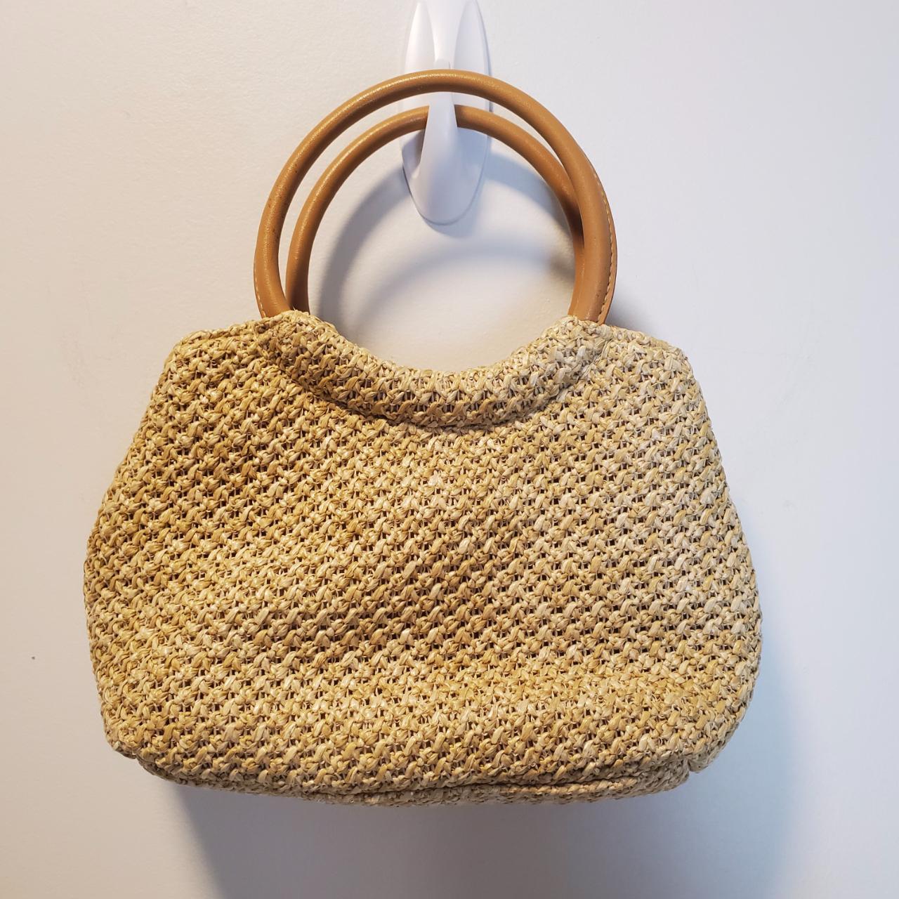 Woven Embroidered Floral Cottage Handbag... - Depop