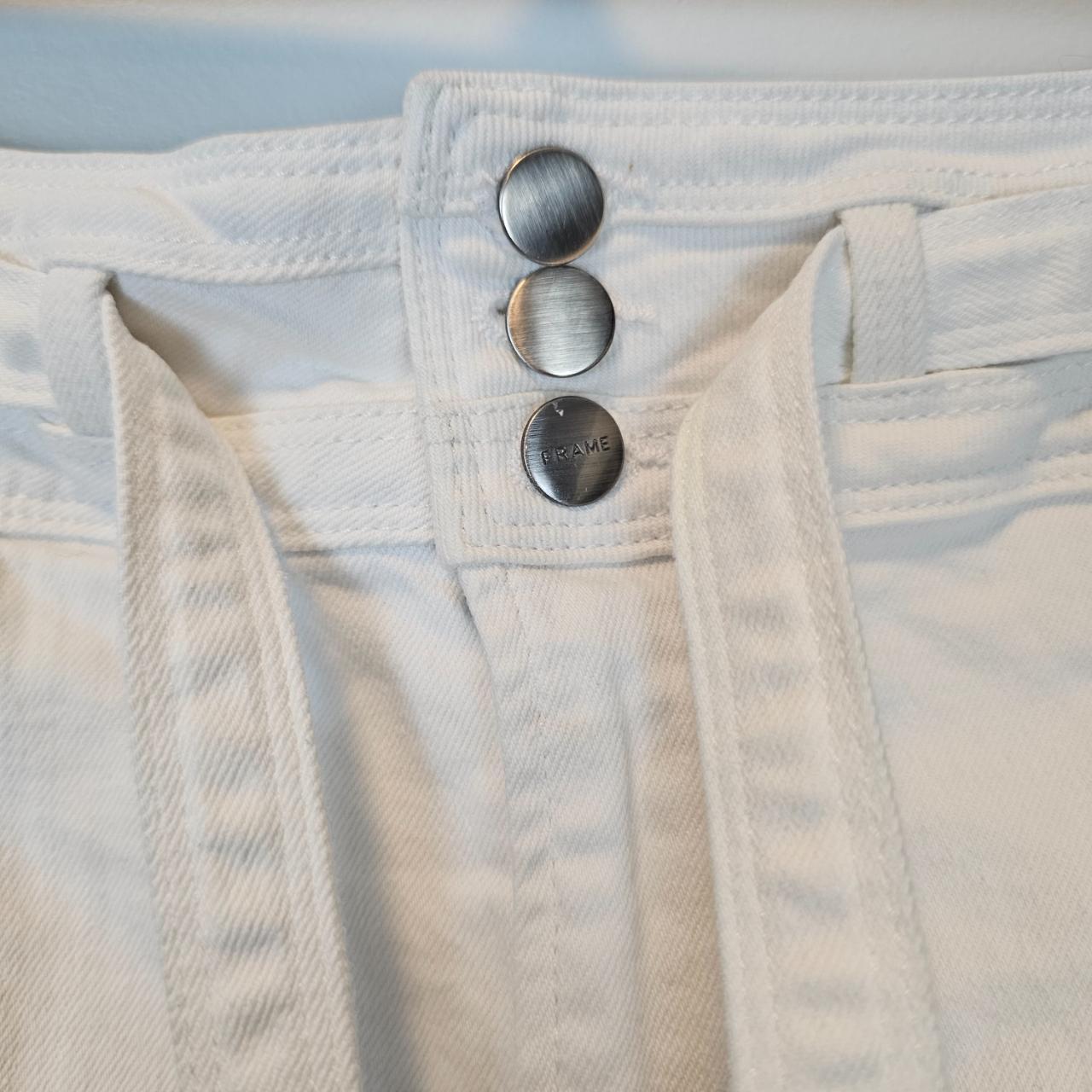 Frame White High waisted Distressed Denim Jean... - Depop