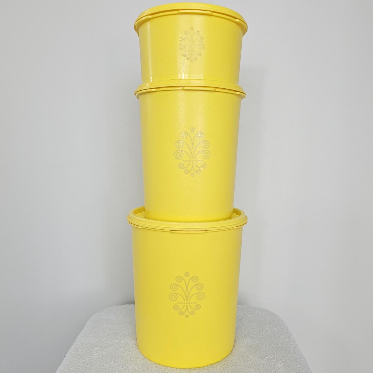 Tupperware Vintage Set of 3 Yellow... - Depop