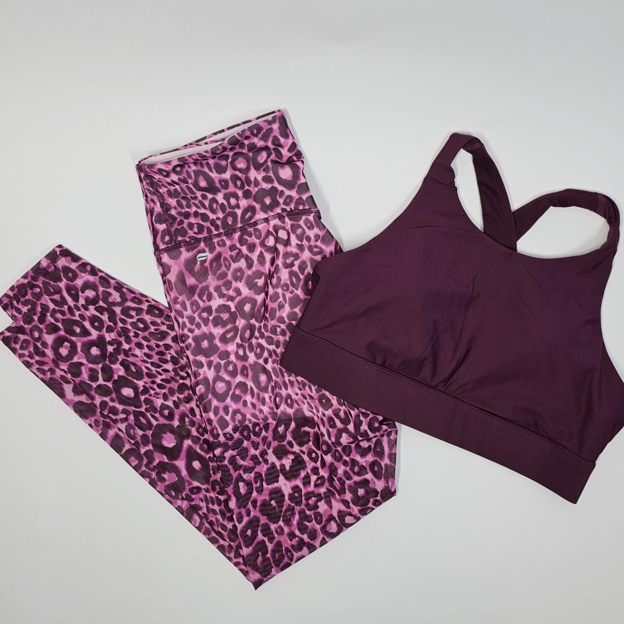 Fabletics Set Mesh Purple Leopard Legging with... - Depop