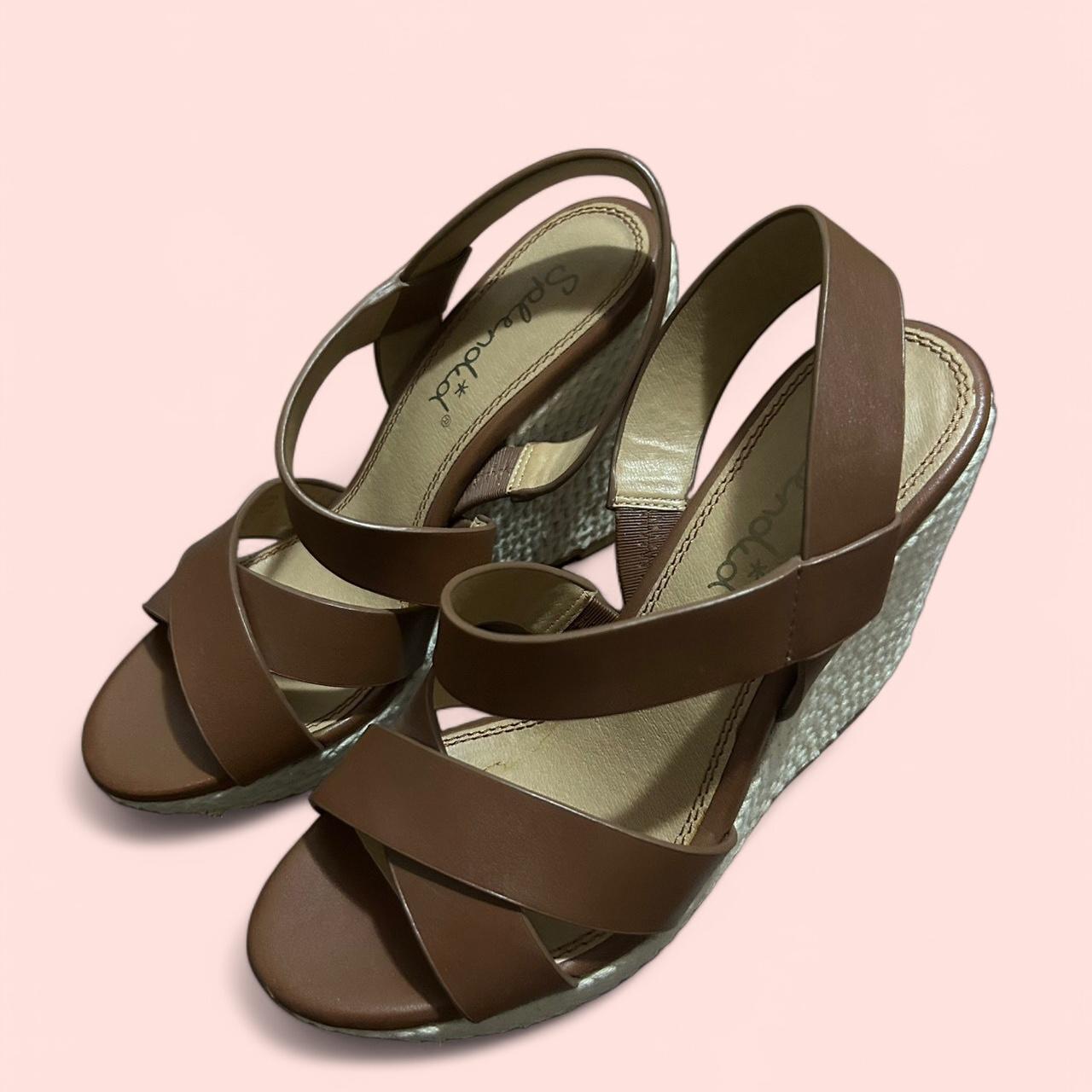 4 inch wedge heel with brown leather | Depop