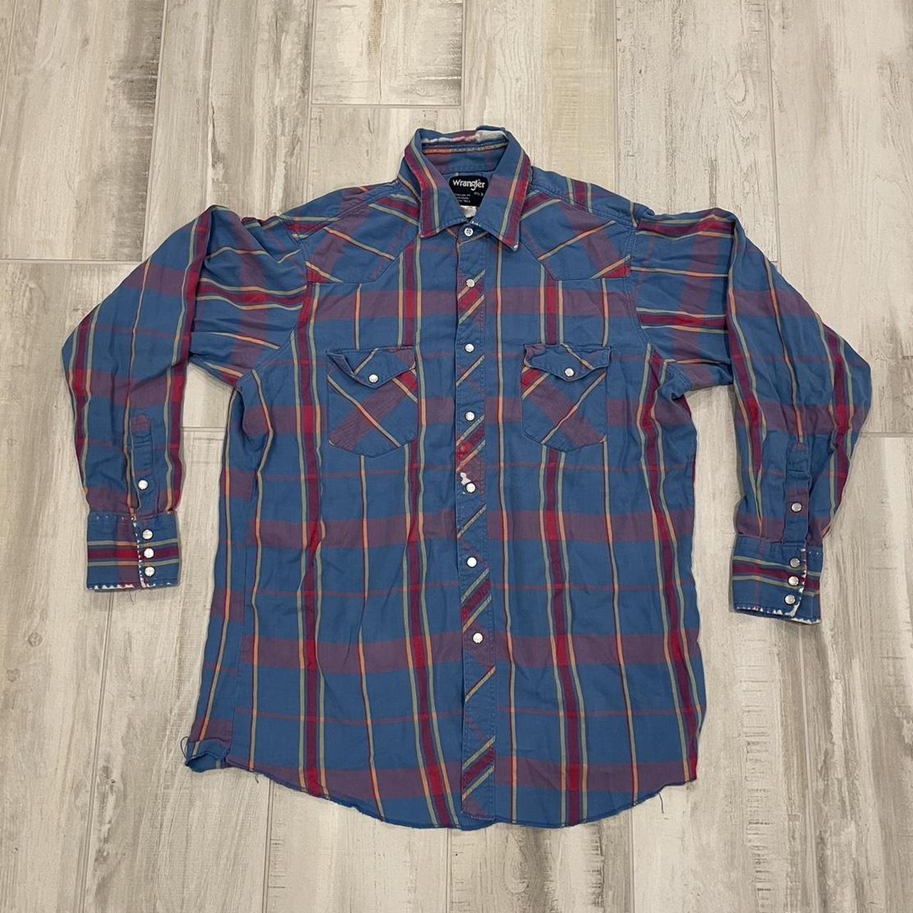 Vintage wrangler dad button up with pearl button... - Depop