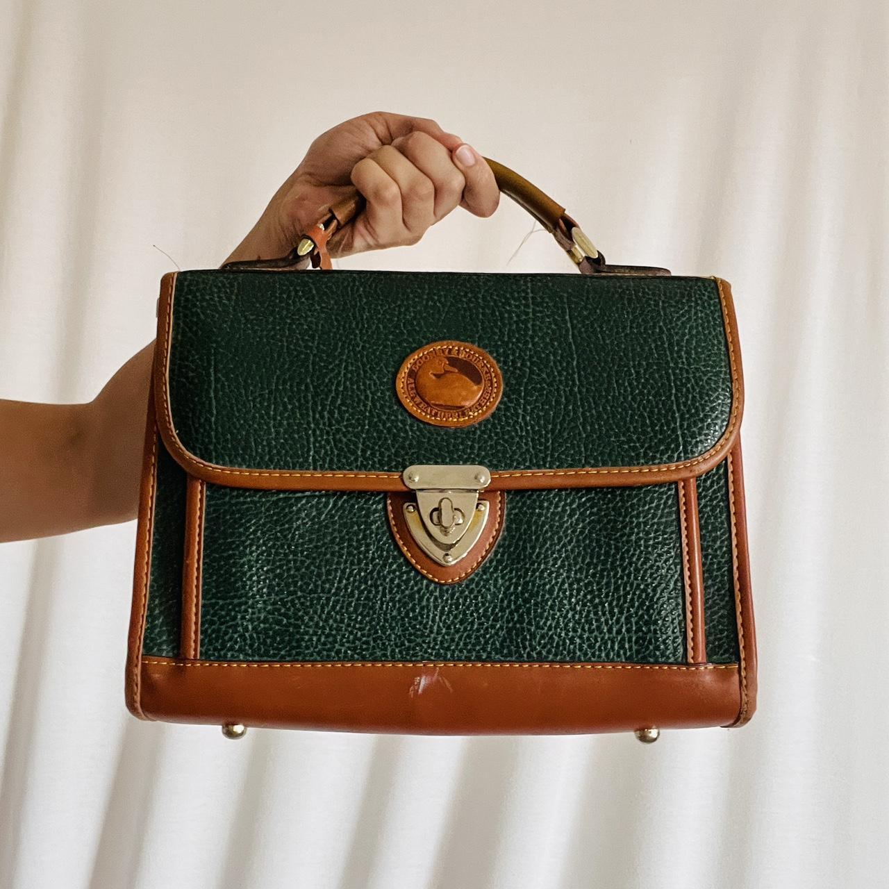 Vintage Dooney & Bourke emerald and tan purse and... - Depop