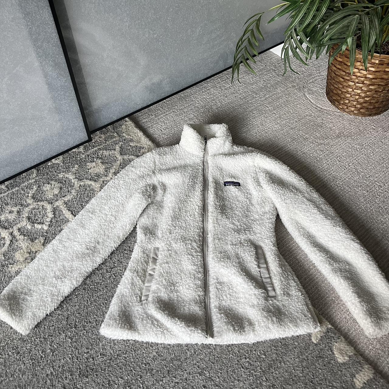 White Patagonia full zip teddy jacket in Size XS.... - Depop