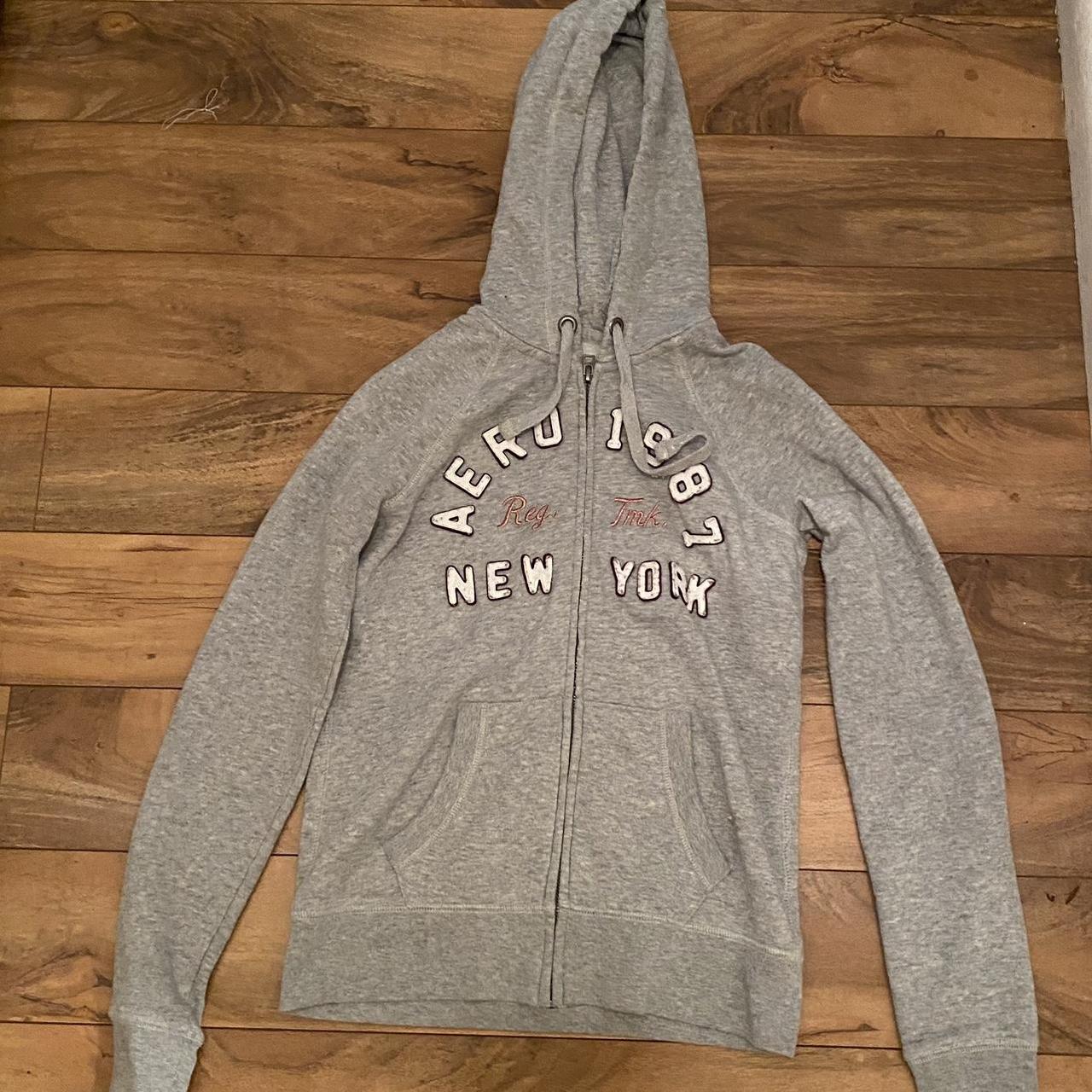 Grey Aeropostale zip up hoodie - Depop