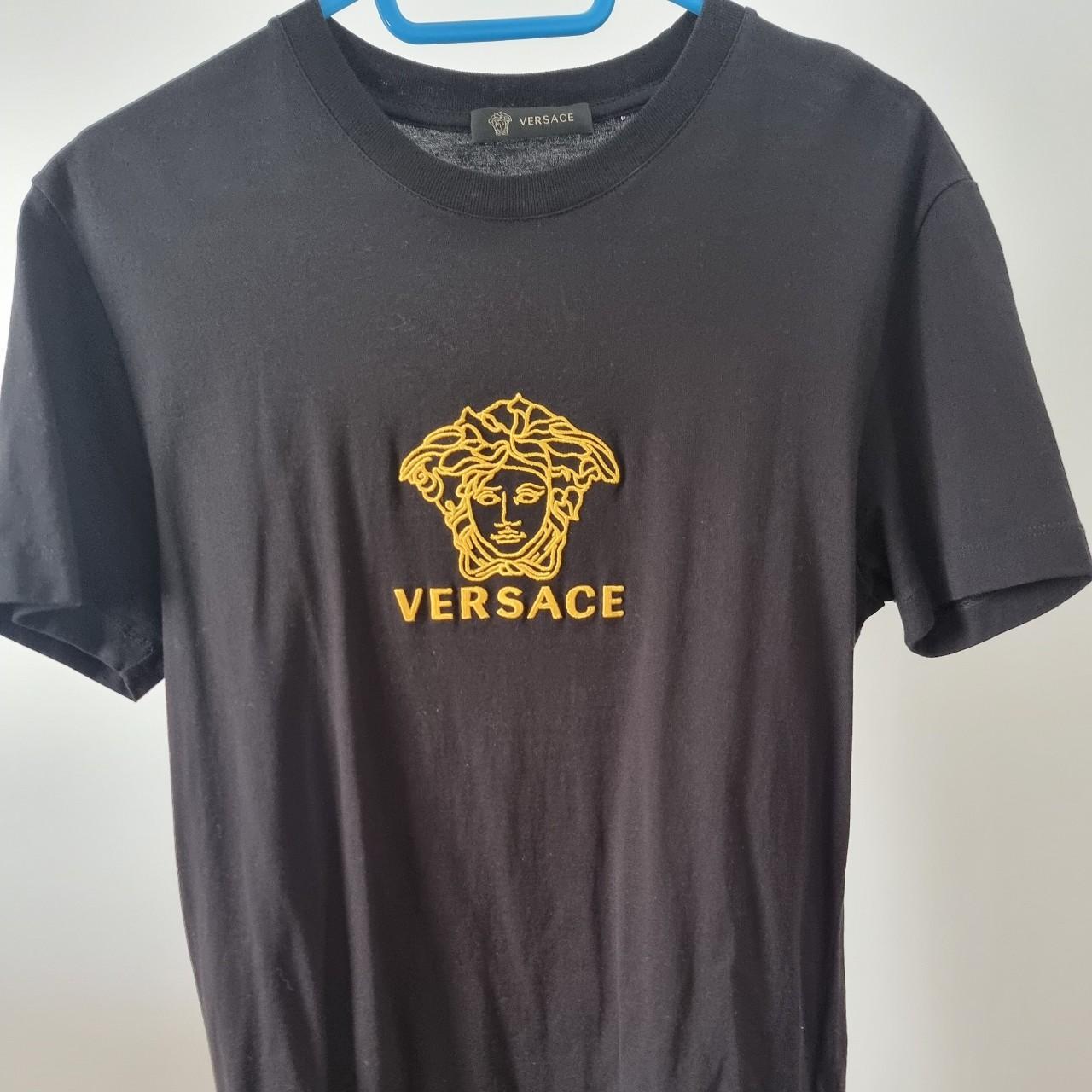 Versace Embroidered Logo T-Shirt Size: S (mens)... - Depop