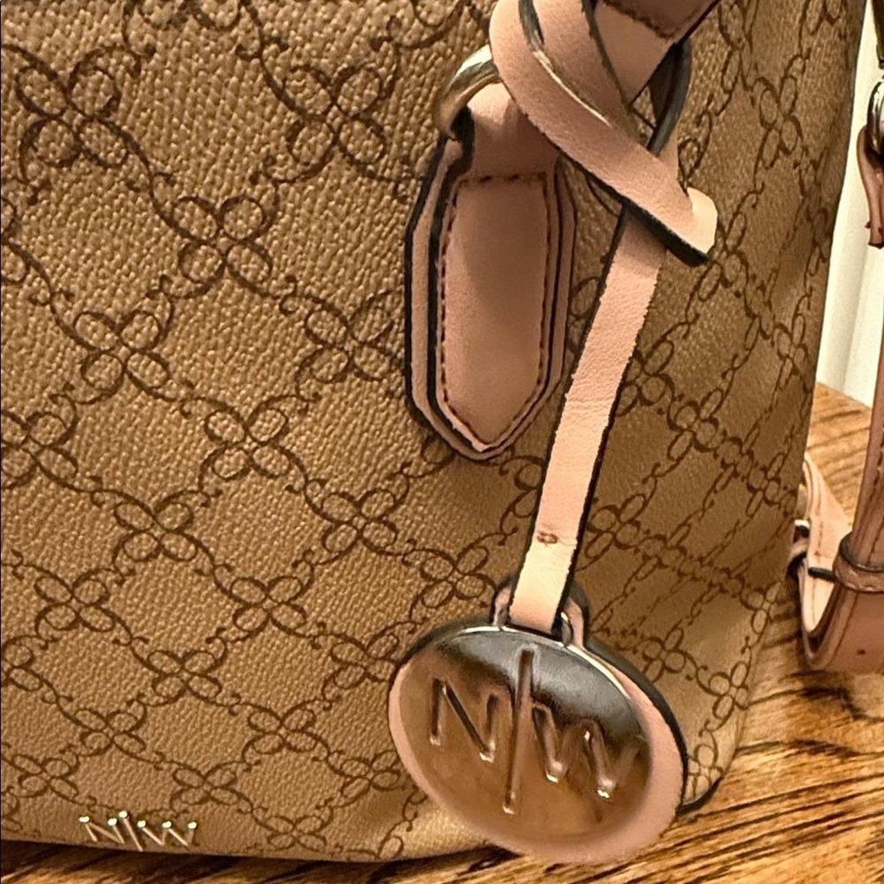 Nine West Tan/Pink Tote Bag 17.5x11x6 Large Faux... | Depop