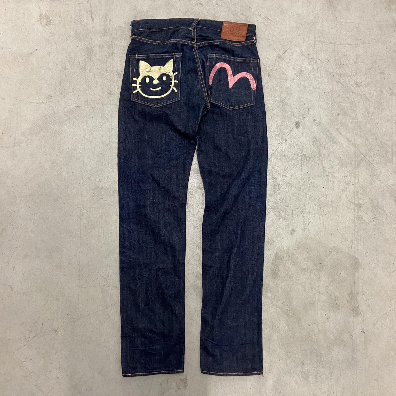 Item : Y2K Evisu Lot 2000 Cat Selvedge Denim Jeans... - Depop