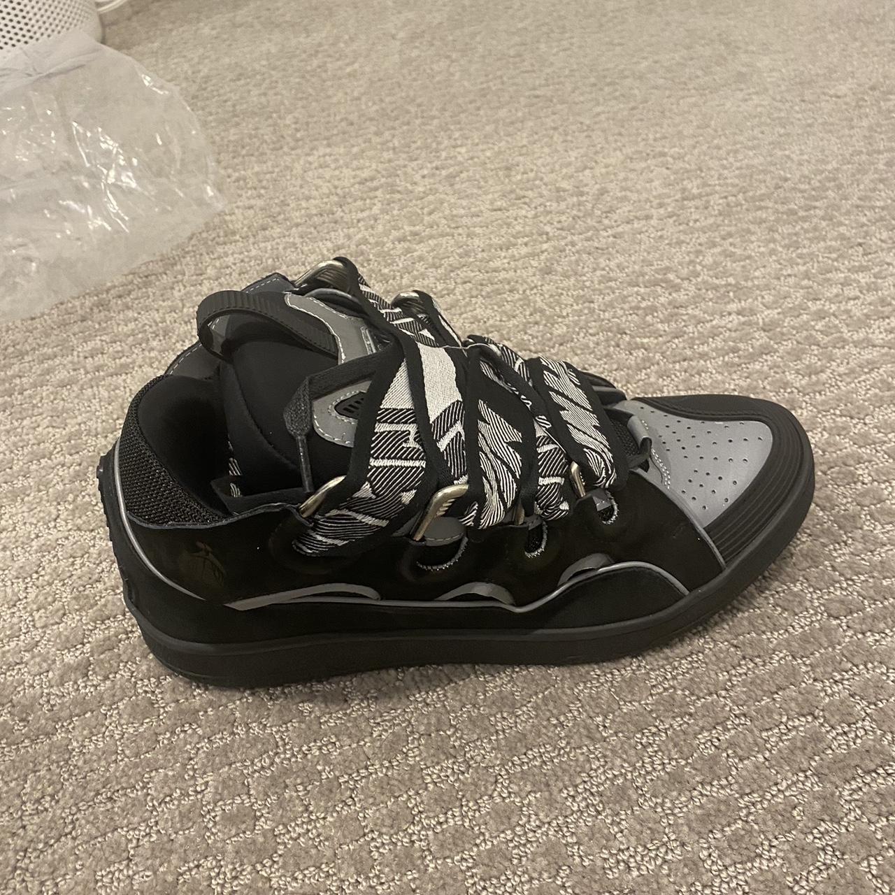 Lanvin black reflective shoes used once out the box... - Depop