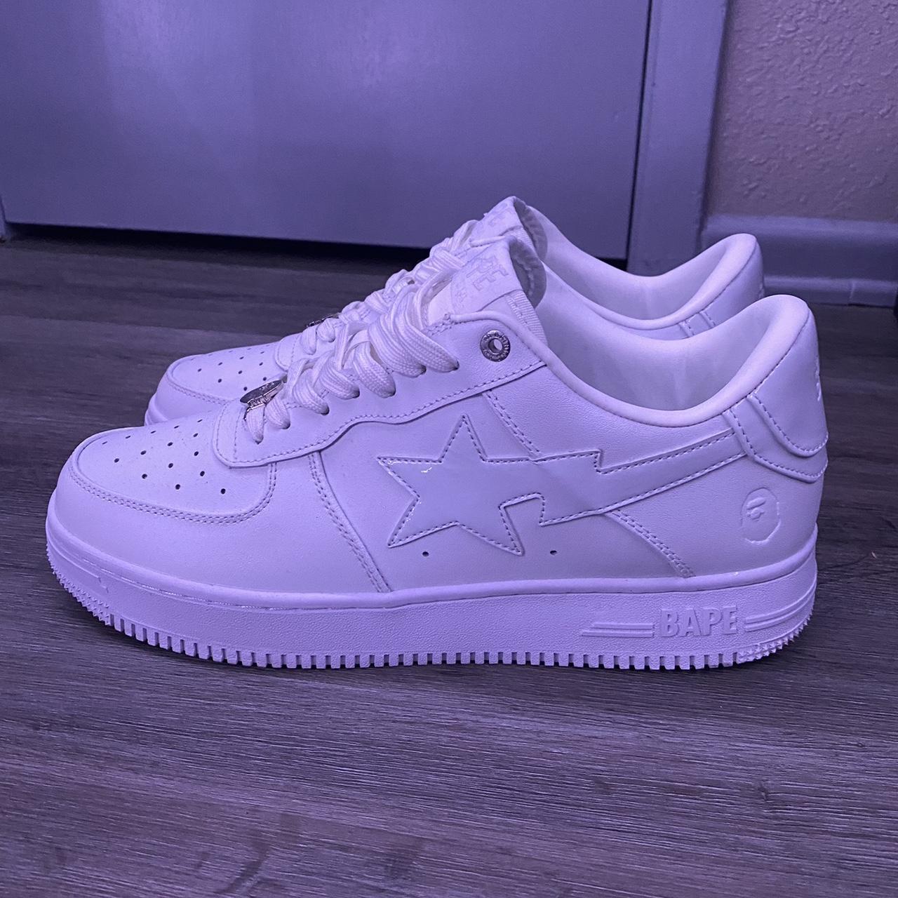Bapesta “Low White shoes size 10.5 worn twice no box - Depop