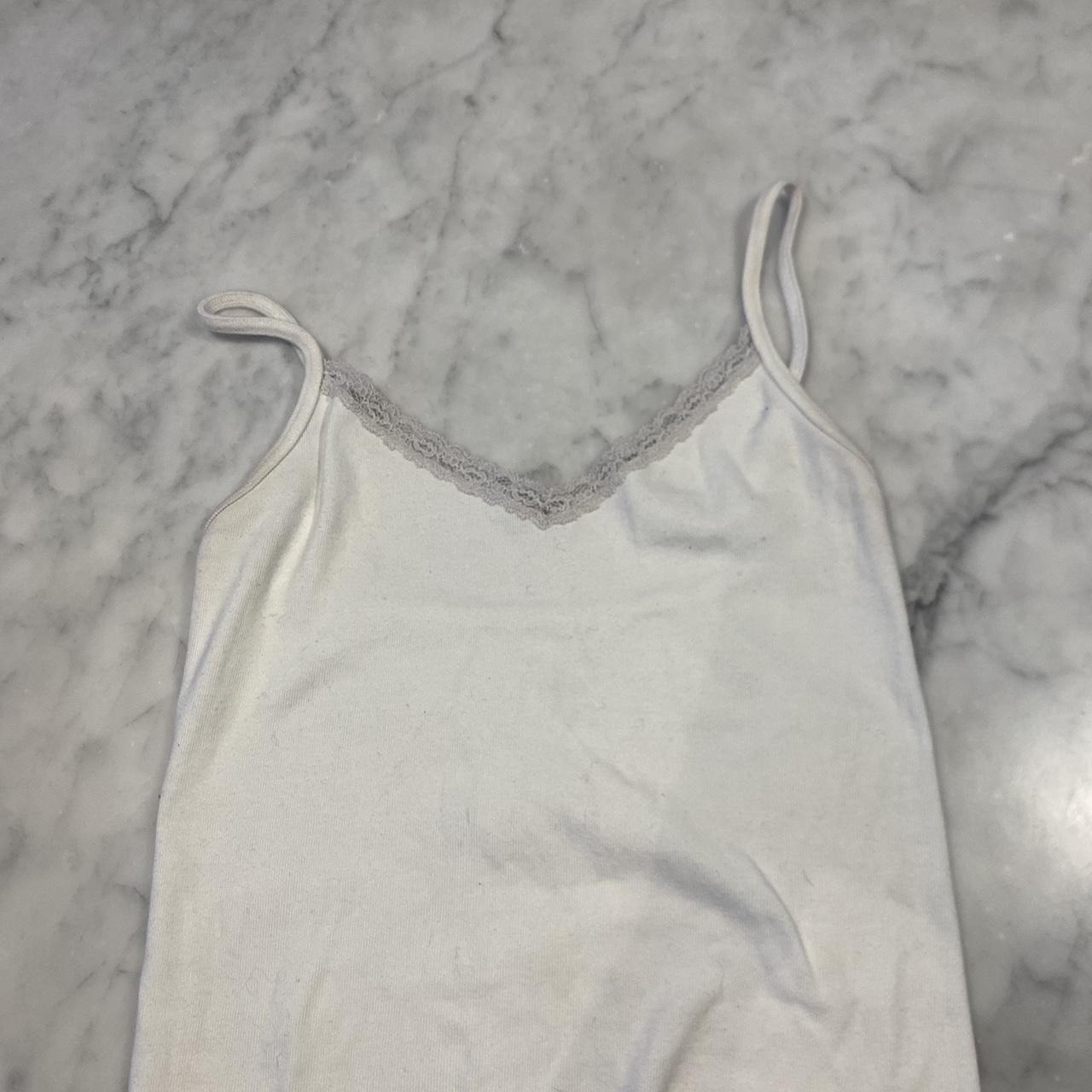 white brandy melville singlet top very worn - Depop