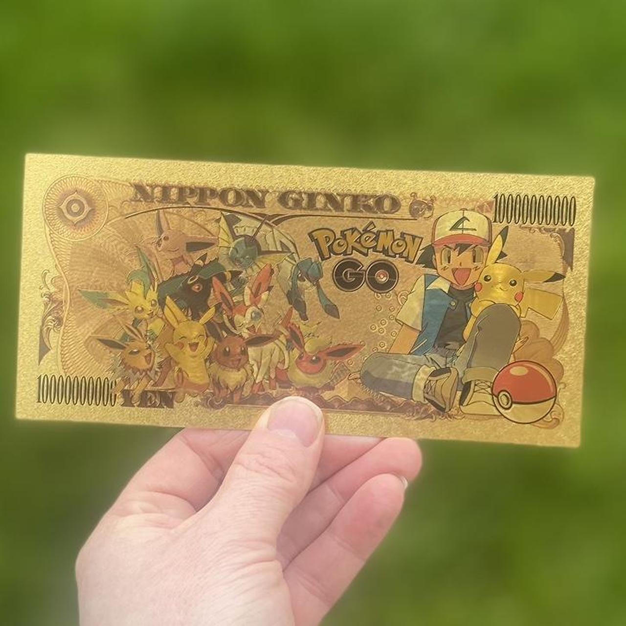 Pokémon Gold Banknote featuring PIKACHU Collectible... - Depop