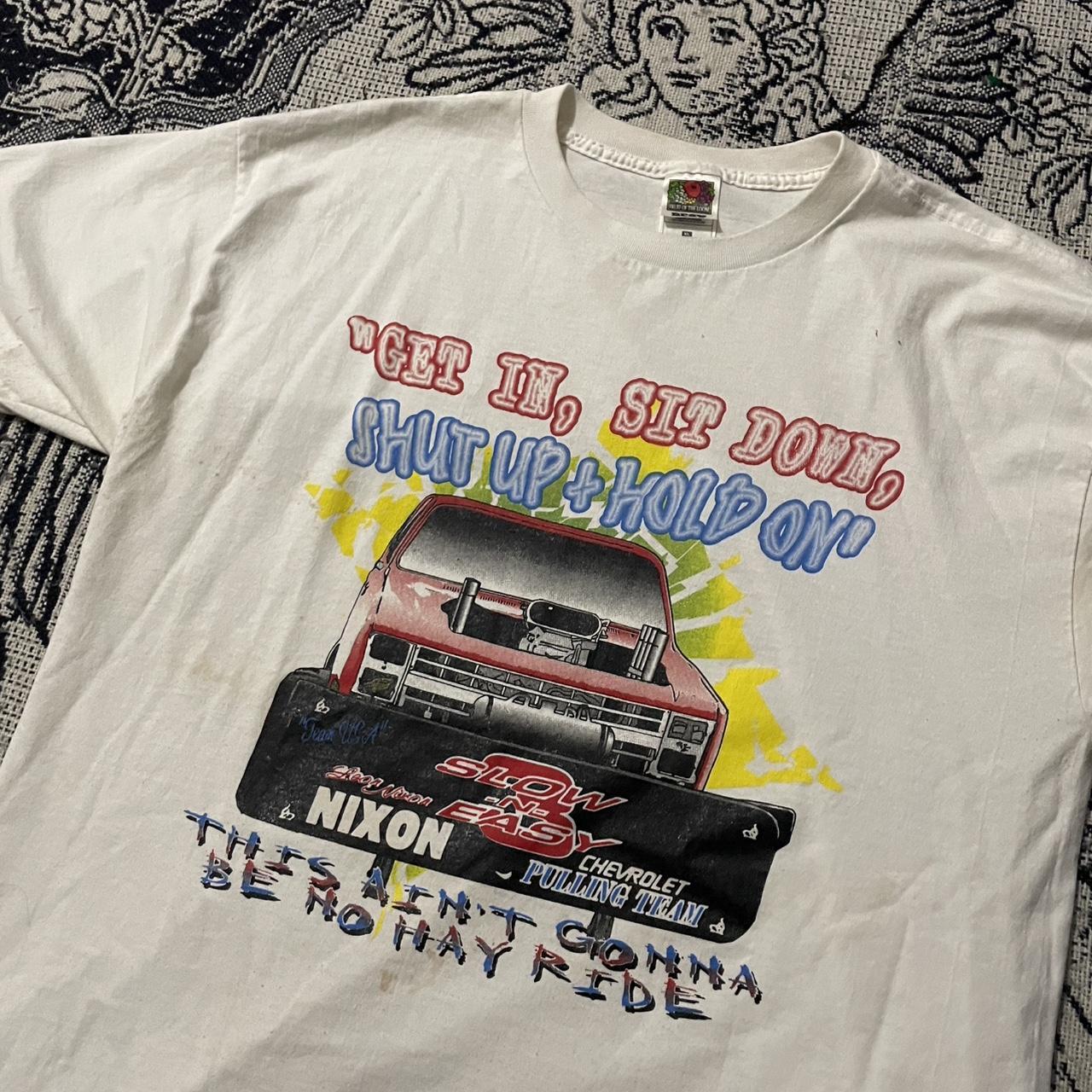 Vintage 90s white truck pulling humor tee -tiny... | Depop