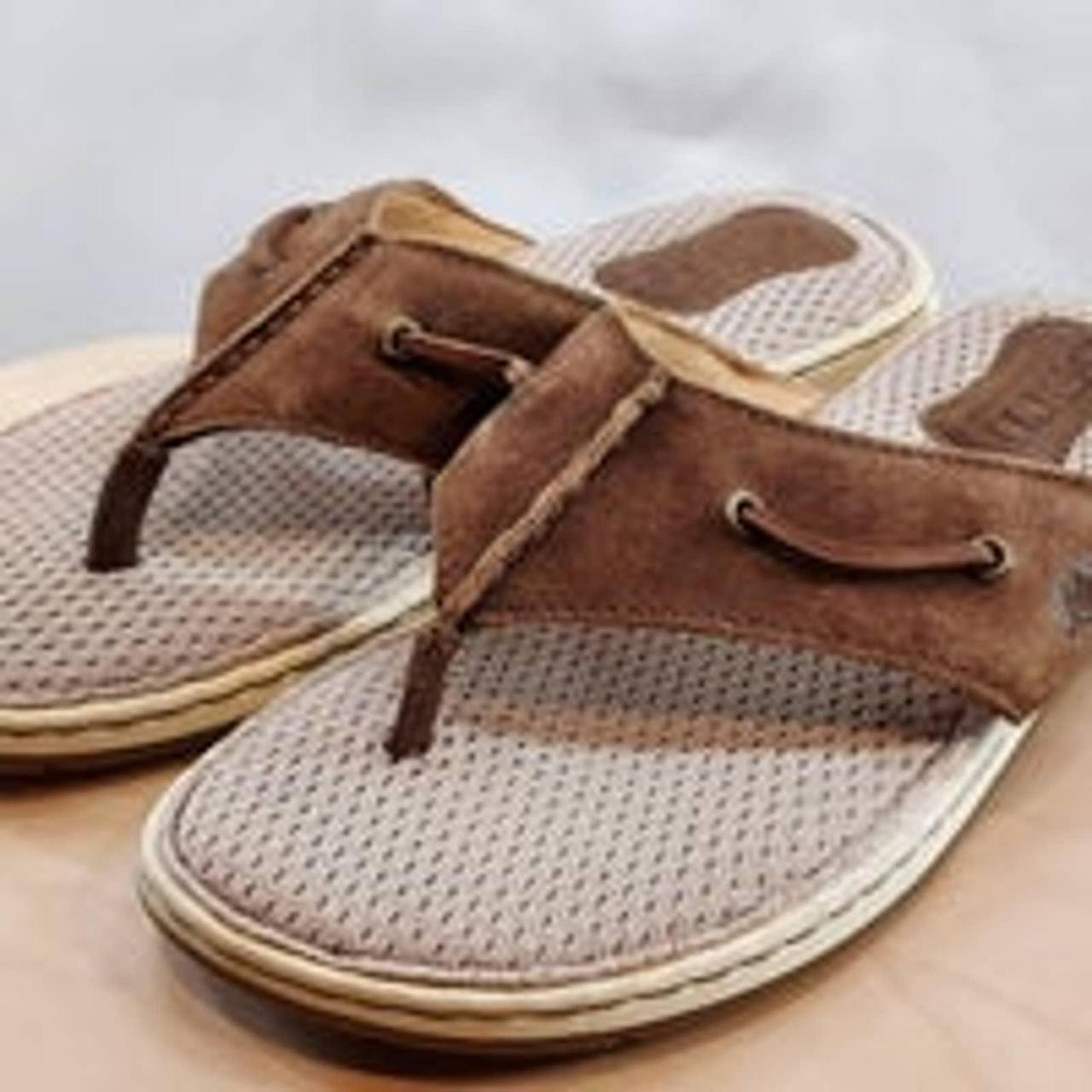 Born Mens | Tan | Leather Flip Flops Size 10 Used-... - Depop