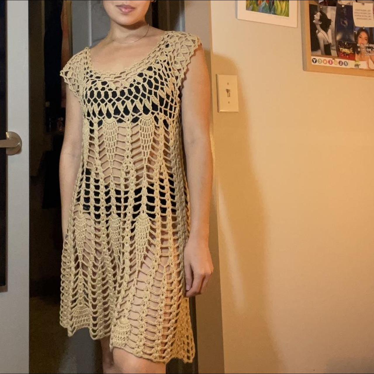 🏝️Light brown knitted swimsuit cover up. Perfect for... - Depop