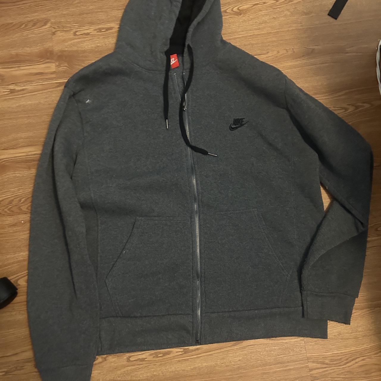 Grey nike zip up hoodie Size L Good condition - Depop