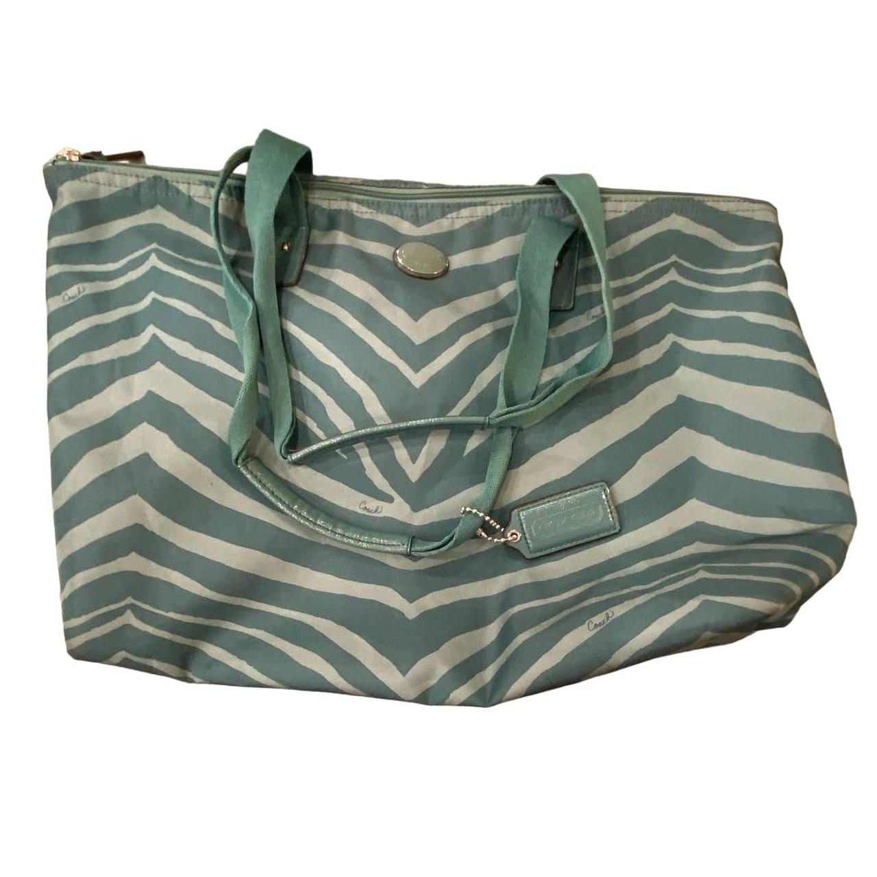 Coach Devin Blue Zebra Pattern Nylon Getaway... - Depop