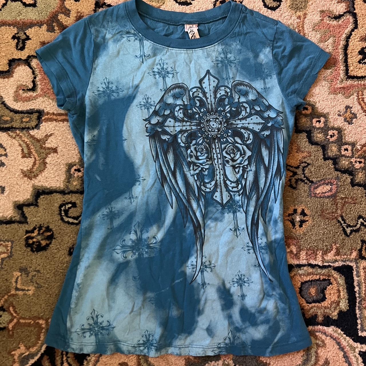 Y2K cross baby tee #y2k #baby tee - Depop