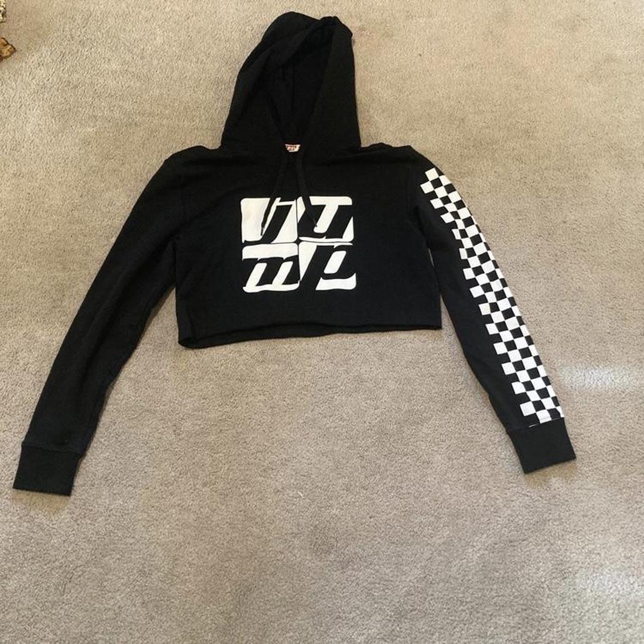 JUMP Black Hoodie Crop Sweatshirt Like New Mint... - Depop