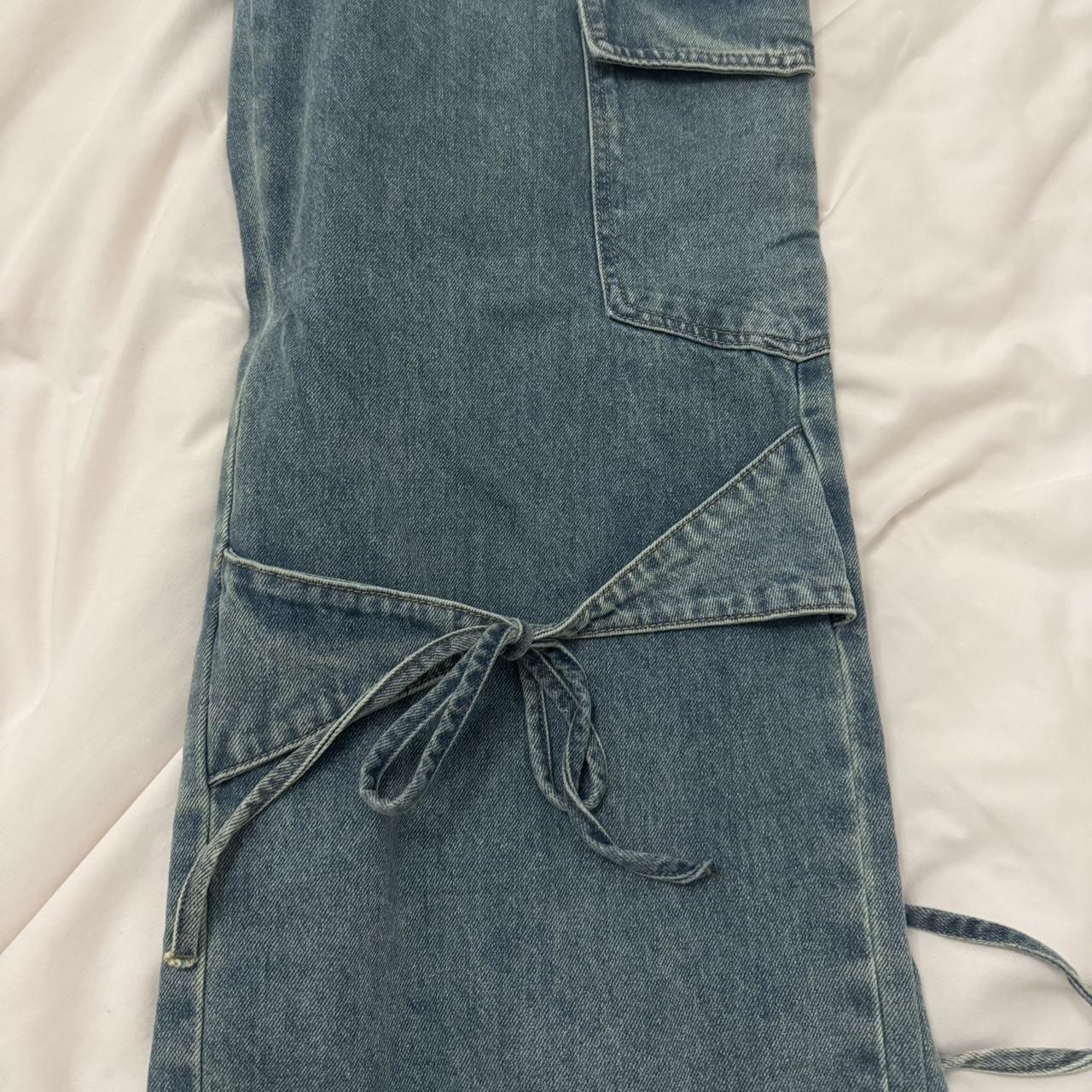 Baggy Denim low rise bowknot wide leg jeans Brand... | Depop