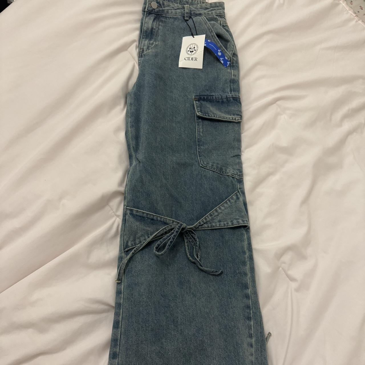 Baggy Denim low rise bowknot wide leg jeans Brand... | Depop