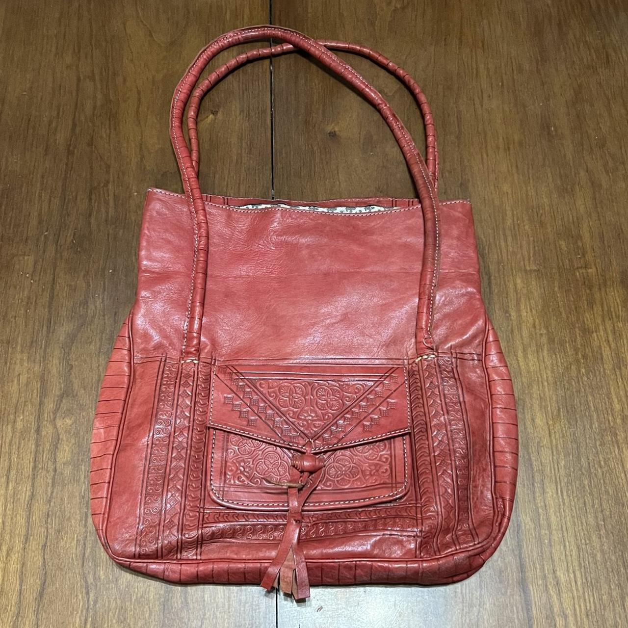 VINTAGE RUBY/ ROSE RED SATCHEL HANDBAG - Depop