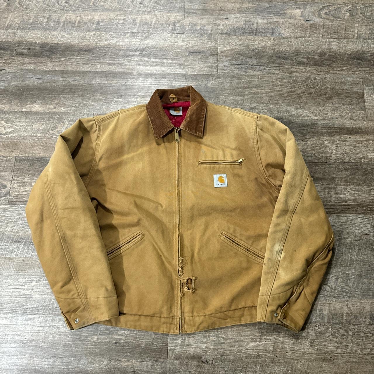 CRAZY RARE VINTAGE TAN Carhartt J97 PTL Detroit... - Depop