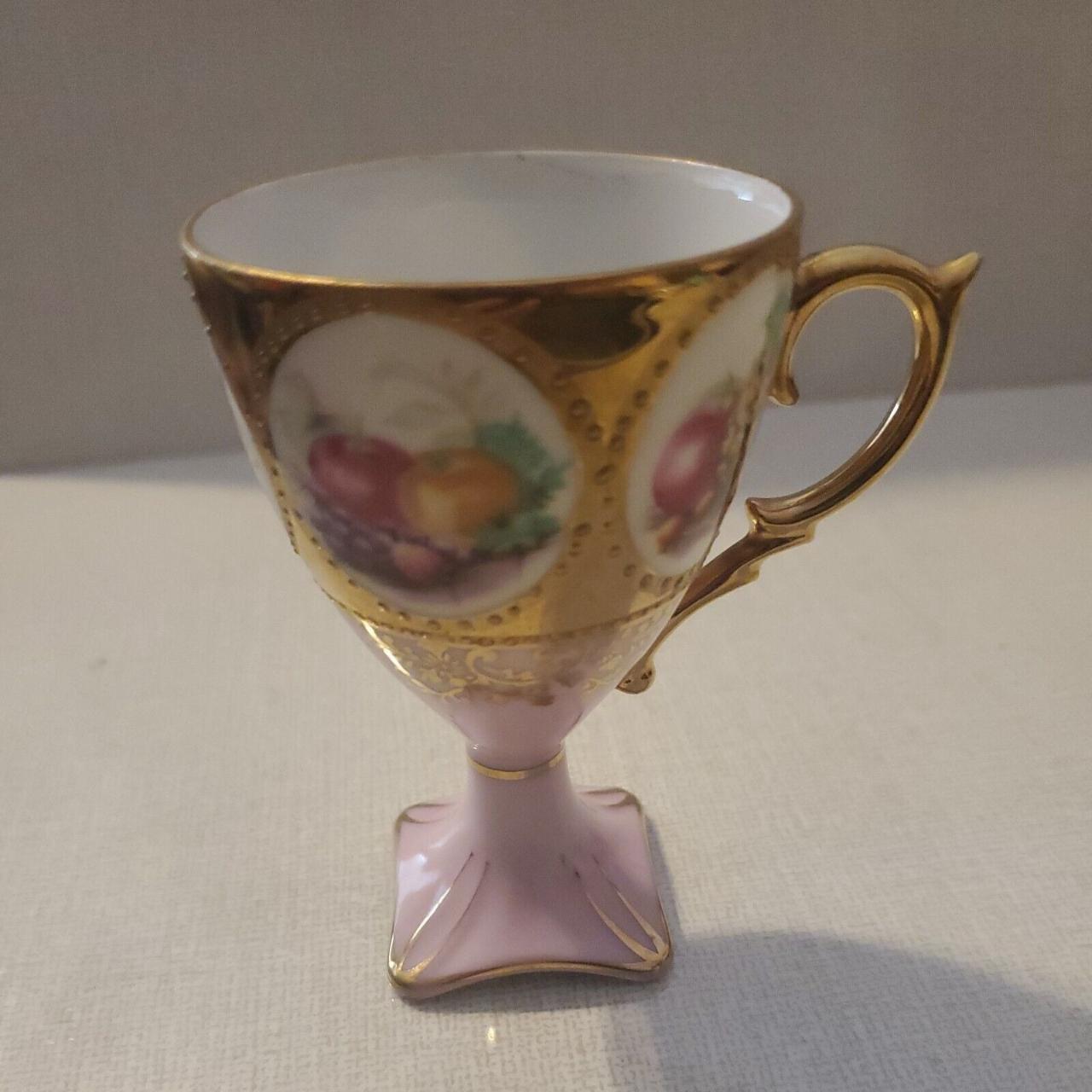 LEFTON Pink White Hand Painted Footed Demitasse... | Depop