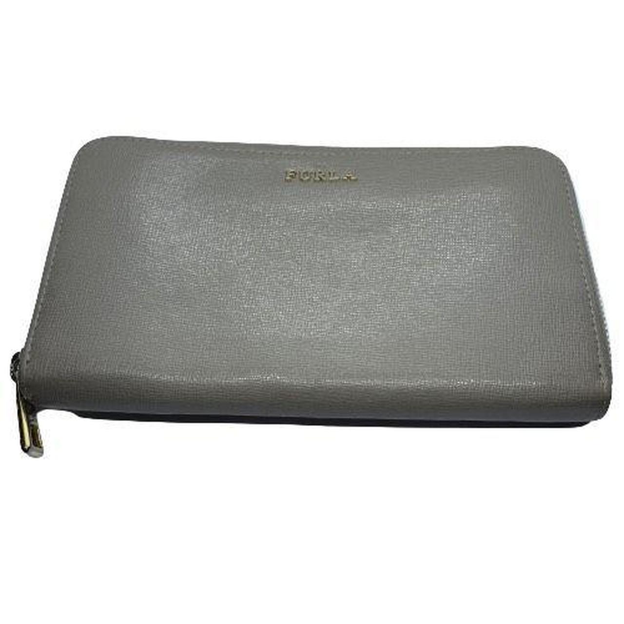 Authentic Furla Light Gray Long Zip Around Leather... - Depop