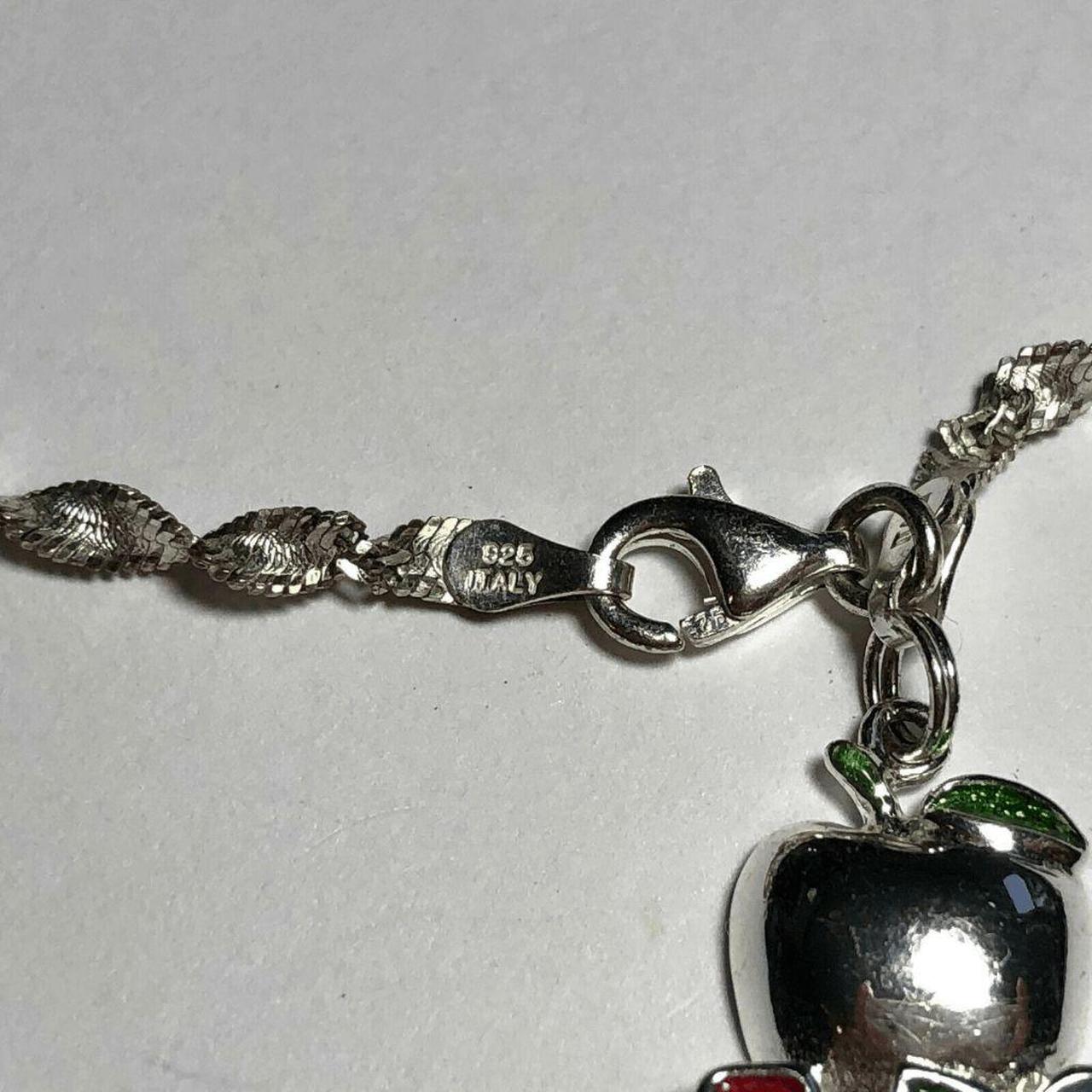 7" Sterling Silver Twisted Omega Chain Bracelet w/... - Depop