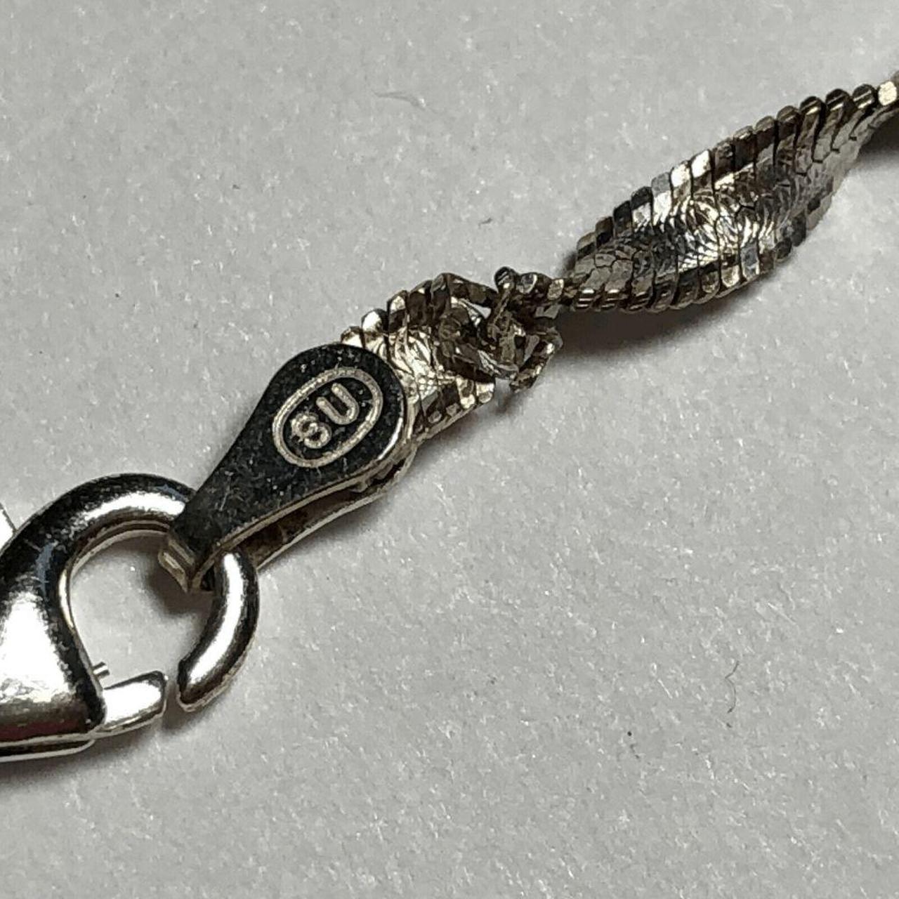 7" Sterling Silver Twisted Omega Chain Bracelet w/... - Depop