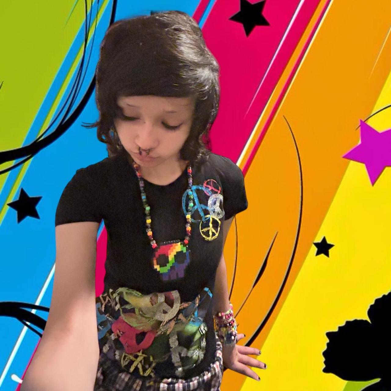 repop! cute and colorful scene peace sign top! fits... | Depop