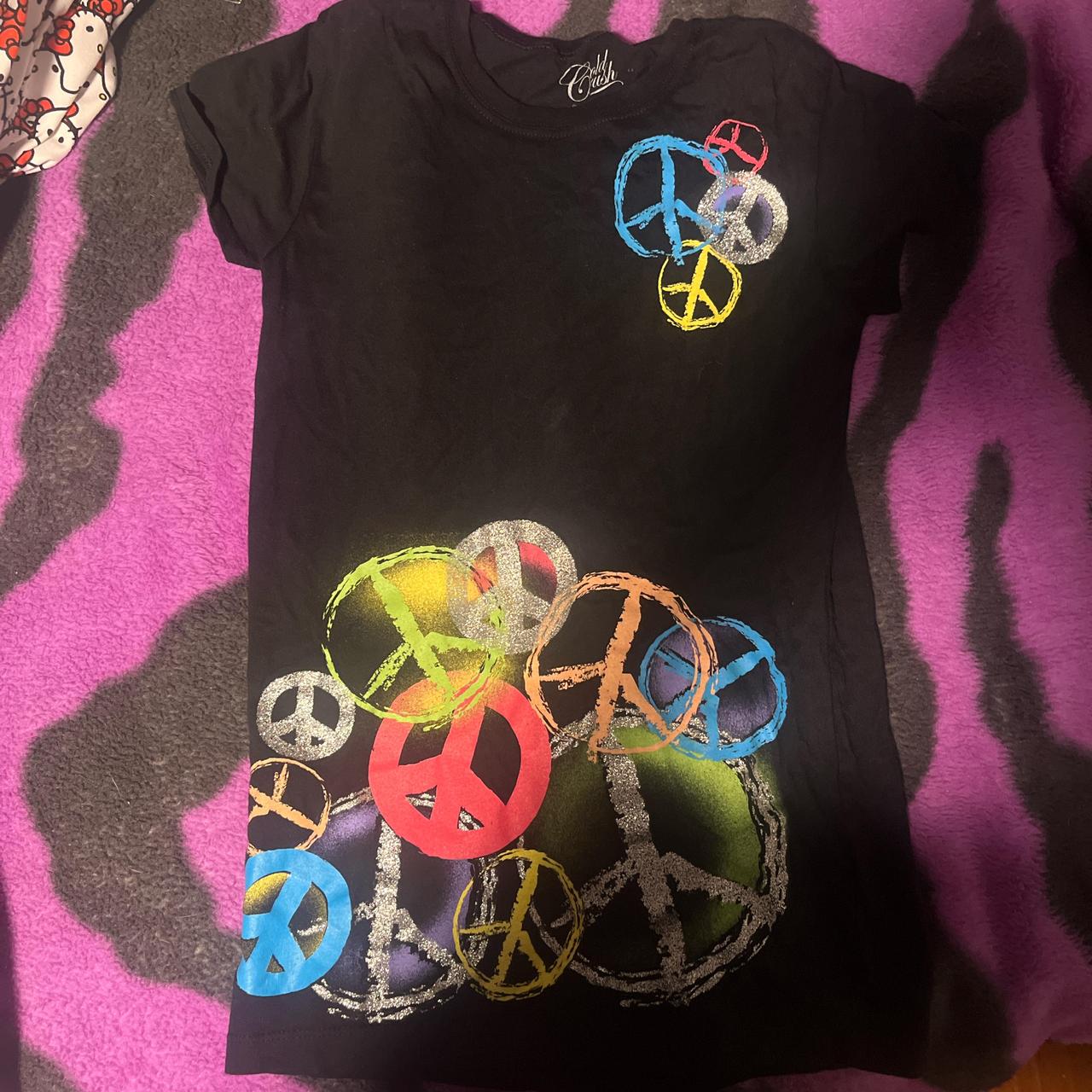 repop! cute and colorful scene peace sign top! fits... | Depop