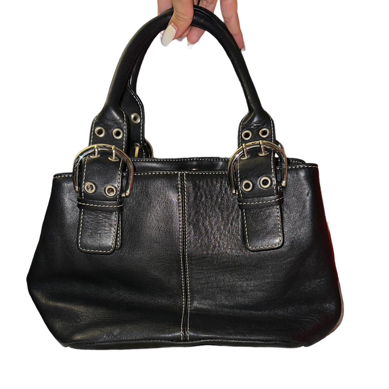 Cute black mini handbag with buckle design Spacious... - Depop