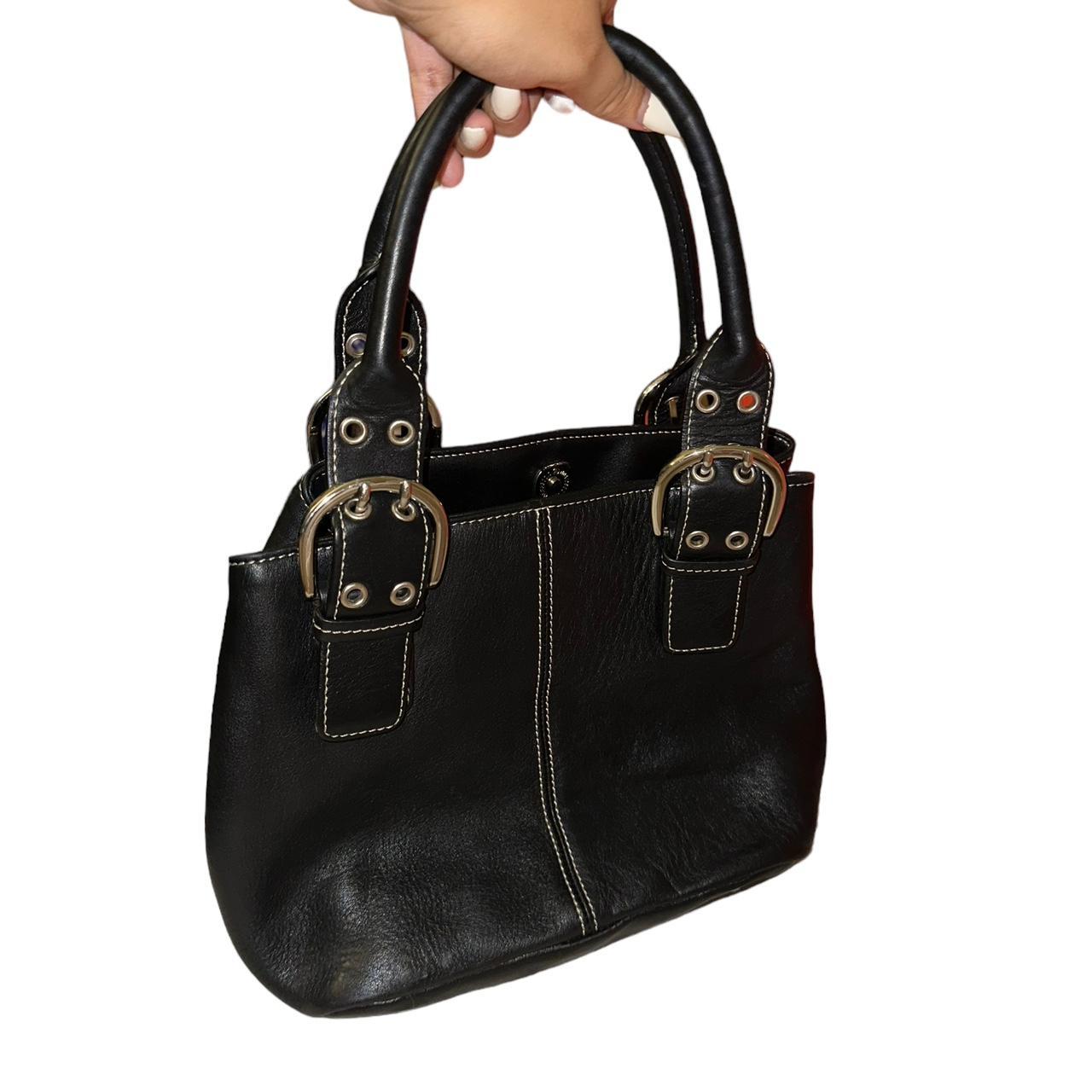 Cute black mini handbag with buckle design Spacious... - Depop